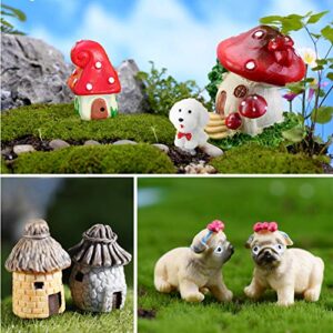 Zealor Miniature Ornaments Kit Fairy Garden Accessories Set Terrarium Kit Miniature Houses and Figurines Garden Decor