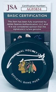 marian hossa signed chicago blackhawks official game puck autographed hawks jsa – autographed nhl pucks