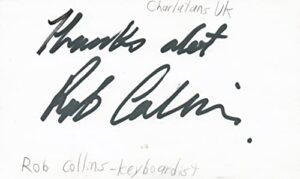 rob collins keyboardist charlatans uk rock band music signed index card jsa coa