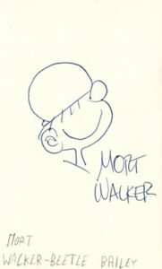 mort walker cartoonist beetle bailey autographed signed index card jsa coa