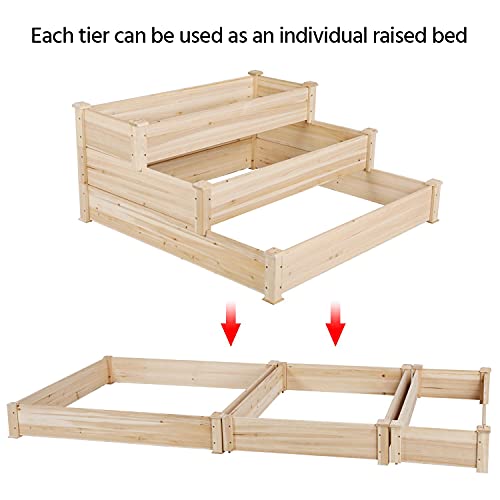 Yaheetech 3 Tier Raised Garden Bed Outdoor Elevated Flower Box Wooden Vegetables Growing Planter 47 x 47 x 22in for Backyard/Patio/Gardener