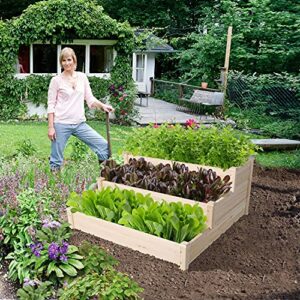 Yaheetech 3 Tier Raised Garden Bed Outdoor Elevated Flower Box Wooden Vegetables Growing Planter 47 x 47 x 22in for Backyard/Patio/Gardener