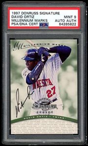 david ortiz rookie 1997 donruss signature millenium marks auth auto psa/dna 9 – baseball slabbed autographed cards