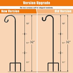 Gtongoko 32 Inch Adjustable Shepherds Hook 4 Pack Matte Black, Outdoor Garden Hook for Lanterns, Adjustable Height 21 to 32 Inch