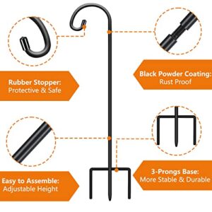 Gtongoko 32 Inch Adjustable Shepherds Hook 4 Pack Matte Black, Outdoor Garden Hook for Lanterns, Adjustable Height 21 to 32 Inch