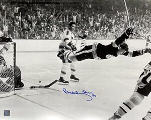 bobby orr signed boston bruins 16×20 flying goal hockey photo gnr – autographed nhl photos