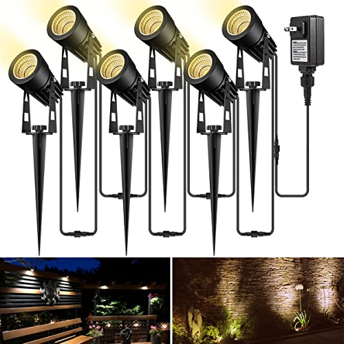 ALOVECO Landscape Lighting,12V Landscape Lights Low Voltage Garden Lights Waterproof 1800lm LED Outdoor Spotlight Plug in for Patio Deck Yard Tree Wall(Warm White,Connectable,65.3ft,6 Packs)