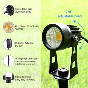 ALOVECO Landscape Lighting,12V Landscape Lights Low Voltage Garden Lights Waterproof 1800lm LED Outdoor Spotlight Plug in for Patio Deck Yard Tree Wall(Warm White,Connectable,65.3ft,6 Packs)