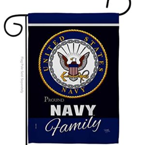 Breeze Decor Navy Proudly Family Garden Flag - Armed Forces USN Seabee United State American Military Veteran Retire Official - House Decoration Banner Small Yard Gift Double-Sided Made In USA