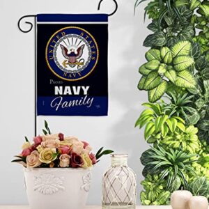 Breeze Decor Navy Proudly Family Garden Flag - Armed Forces USN Seabee United State American Military Veteran Retire Official - House Decoration Banner Small Yard Gift Double-Sided Made In USA