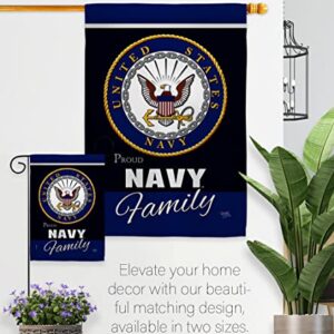 Breeze Decor Navy Proudly Family Garden Flag - Armed Forces USN Seabee United State American Military Veteran Retire Official - House Decoration Banner Small Yard Gift Double-Sided Made In USA