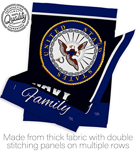 Breeze Decor Navy Proudly Family Garden Flag - Armed Forces USN Seabee United State American Military Veteran Retire Official - House Decoration Banner Small Yard Gift Double-Sided Made In USA