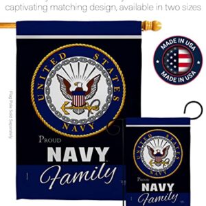 Breeze Decor Navy Proudly Family Garden Flag - Armed Forces USN Seabee United State American Military Veteran Retire Official - House Decoration Banner Small Yard Gift Double-Sided Made In USA