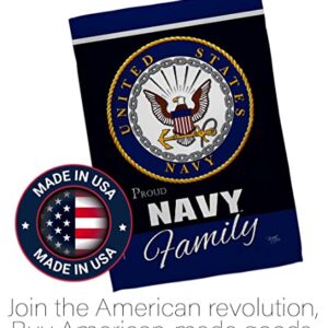 Breeze Decor Navy Proudly Family Garden Flag - Armed Forces USN Seabee United State American Military Veteran Retire Official - House Decoration Banner Small Yard Gift Double-Sided Made In USA