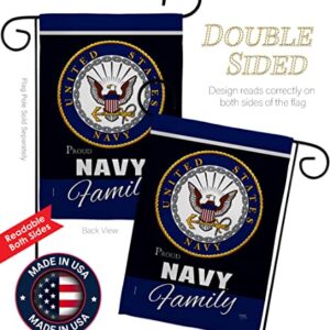 Breeze Decor Navy Proudly Family Garden Flag - Armed Forces USN Seabee United State American Military Veteran Retire Official - House Decoration Banner Small Yard Gift Double-Sided Made In USA