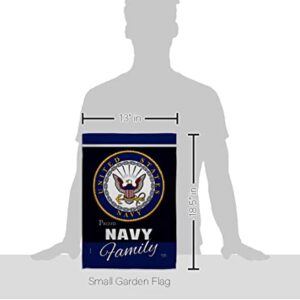 Breeze Decor Navy Proudly Family Garden Flag - Armed Forces USN Seabee United State American Military Veteran Retire Official - House Decoration Banner Small Yard Gift Double-Sided Made In USA