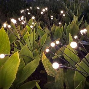 zivasa 10led starburst swaying solar lights, firefly garden light, decorative solar garden lights, outdoor waterproof firefly path lights for pathway yard patio landscape, warm white 2pcs