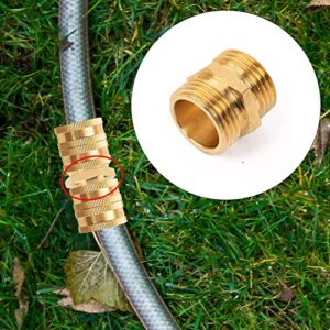 Hourleey Garden Hose Adapter, 3/4 Inch Solid Brass Hose Connectors, 2 Pack Hose Connector with 2 Extra Washers (Male to Male)