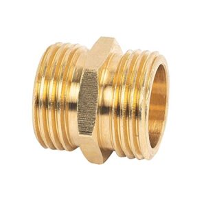 Hourleey Garden Hose Adapter, 3/4 Inch Solid Brass Hose Connectors, 2 Pack Hose Connector with 2 Extra Washers (Male to Male)