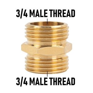 Hourleey Garden Hose Adapter, 3/4 Inch Solid Brass Hose Connectors, 2 Pack Hose Connector with 2 Extra Washers (Male to Male)