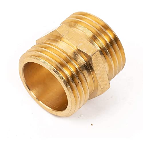 Hourleey Garden Hose Adapter, 3/4 Inch Solid Brass Hose Connectors, 2 Pack Hose Connector with 2 Extra Washers (Male to Male)