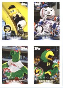 2019 major league baseball sticker collection #183/197/200/207 bernie brewer/mr. met/phillie phanatic/pirate parrot/stephen piscotty milwaukee brewers/new york mets/philadelphia phillies/pittsburgh pirates/oakland athletics mascots from set of topps mlb b