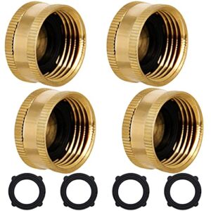 lifynste 3/4″ brass garden hose cap with washers, 4 pack