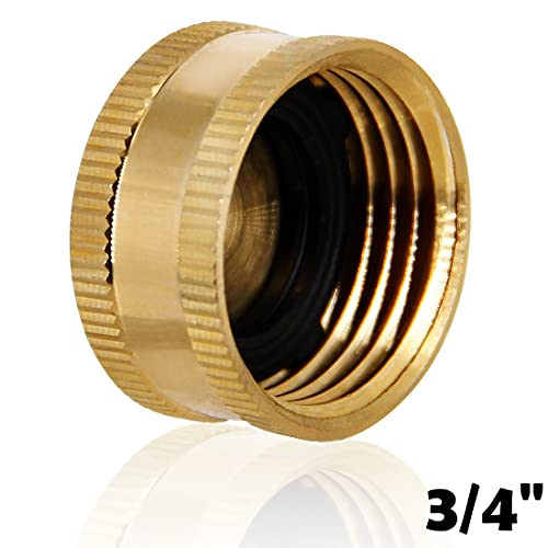 Lifynste 3/4" Brass Garden Hose Cap with Washers, 4 Pack