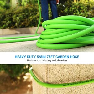 DEWENWILS Garden Hose 75 ft x 5/8", Water Hose with SwivelGrip, Heavy Duty, Lightweight, Flexible Hose for Plants, Car, Yard, 3/4 Inch Solid Fittings, Drinking Water Safe