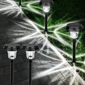 deleis solar outdoor pathway lights, solar lights outdoor decorative for yard, rotating solar garden lights solar powered waterproof, solar yard lights outdoor solar powered for walkway path