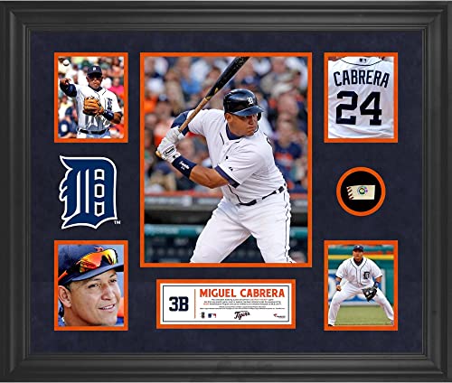 Miguel Cabrera Detroit Tigers Framed 5-Photo Collage with Piece of Game-Used Ball - MLB Player Plaques and Collages