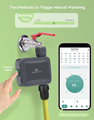 Moistenland Bluetooth Sprinkler Timer, Smart Hose Faucet Timer, Wireless APP Control Available, Outdoor Hose Timer for Garden Lawns Plants, Irrigation Timer for Flowerbed