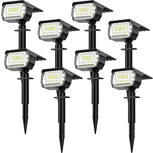 LANSOW Solar Spot Lights Outdoor, [8 Pack/57 LED] 2-in-1 Solar Landscape Spotlights, 3 Modes IP65 Waterproof Dusk to Dawn Solar Powered Flood Wall Lights for Yard Garden Pathway Driveway(Cool White)