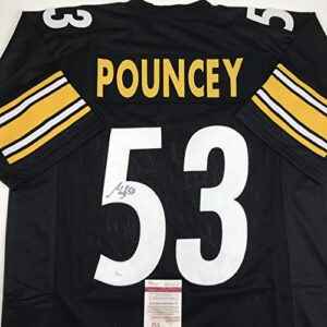 autographed/signed maurkice pouncey pittsburgh black football jersey jsa coa