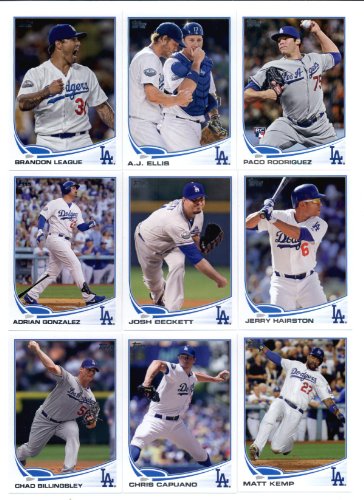 2013 Topps Baseball Los Angeles Dodgers Complete Team Set (SEALED) ( 22 cards) - Josh Beckett, Matt Kemp,re Ethier, Joe Blanton, Paco Rodriguez Rookie, Chad Billingsley, Chris Capuano, Adrian Gonzalez, Brandon League, Jerry Hairston, A.J. Ellis, Dee Gordo