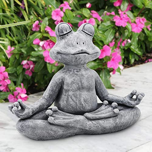 Goodeco 12.5" L×10" H Meditating Yoga Frog Statue - Gifts for Women/Mom, Zen Garden Frog Figurines for Home and Garden Decor, Frog Decorations Gift Ideas, Frog Gifts for Women