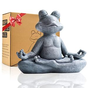 Goodeco 12.5" L×10" H Meditating Yoga Frog Statue - Gifts for Women/Mom, Zen Garden Frog Figurines for Home and Garden Decor, Frog Decorations Gift Ideas, Frog Gifts for Women