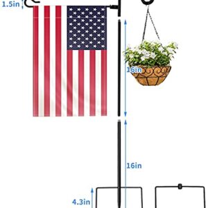 JOYSEUS Garden Flag Holder Stand and Shepherd Hook, 36 Inches with 1/2 Inch Thick Heavy Duty Garden Flag Stand, Rust Resistant Yard Flag Pole Holder for Flag, Lights and Plants(Without Solar Lights)……