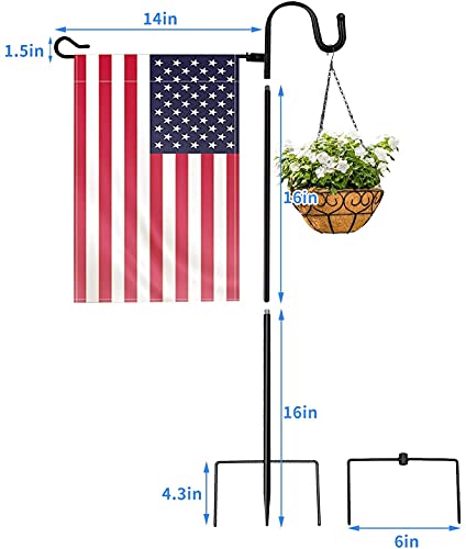 JOYSEUS Garden Flag Holder Stand and Shepherd Hook, 36 Inches with 1/2 Inch Thick Heavy Duty Garden Flag Stand, Rust Resistant Yard Flag Pole Holder for Flag, Lights and Plants(Without Solar Lights)……