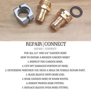 Hourleey Garden Hose Repair Fittings, Zinc and Aluminum Male Hose End Water Hose Repair Connector, 2 Pack