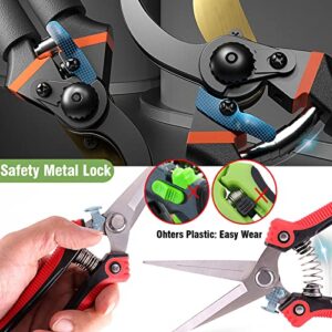 Pruning Shears for Gardening 2 Pack, Heavy Duty Professional Bypass Pruning Shears and Micro-tip Garden Scissors with Sharp Stainless Steel Blade, Garden Clippers for Rose, Plant, Tree, Garden Fifts