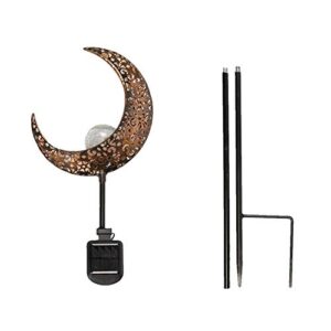 HDNICEZM Garden Solar Light Outdoor Decorative, Moon Crackle Glass Globe Stake Metal Lights，Waterproof Warm White LED for Pathway, Lawn, Patio, Yard