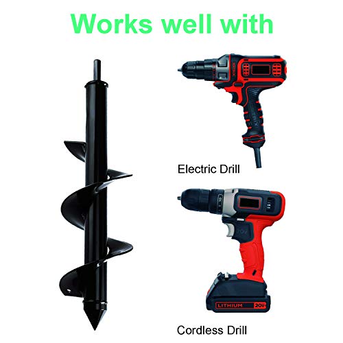 Auger Drill Bit Set for Planting - Garden Spiral Hole Drill Planter, Bulb & Bedding Plant Augers, Post or Umbrella Hole Digger for 3/8” Hex Drive Drill