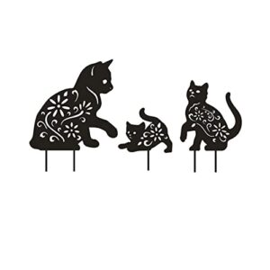 rannyozio cat metal stake decorative garden stakes black cat silhouette garden statues for yard outdoor lawn patios garden decoration, set of 3