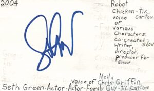 seth green actor family guy robot chicken autographed signed index card jsa coa