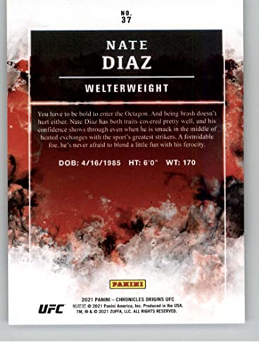 2021 Panini Chronicles UFC Origins #37 Nate Diaz Welterweight Official MMA Trading Card in Raw (NM or Better) Condition