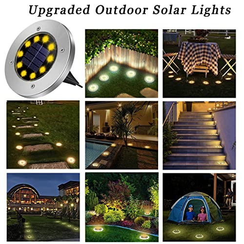 Solar Ground Lights-Upgraded Solar Outdoor Lights Waterproof,Solar Garden Lights Waterproof Bright in-Ground Outdoor Landscape Lighting for Pathway Lawn Patio Yard Deck Walkway (12 Pack)