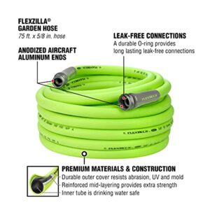 Flexzilla Garden Hose 5/8 in. x 75 ft, Heavy Duty, Lightweight, Drinking Water Safe, ZillaGreen - HFZG575YW-E