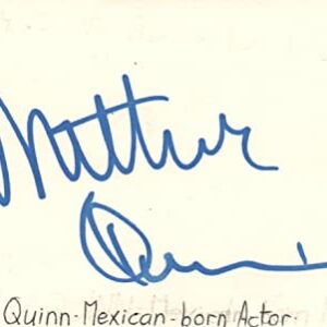 Anthony Quin Mexican Born Actor Movie Autographed Signed Index Card JSA COA