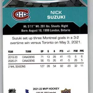 2021-22 Upper Deck MVP #87 Nick Suzuki Montreal Canadiens NHL Hockey Trading Card